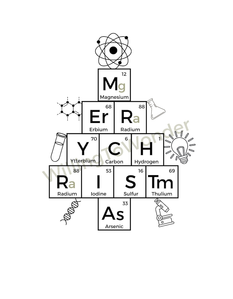 Merry Christmas Tree SVG With Ornaments, Science Periodic Table SVG ...