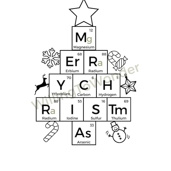 Merry Christmas Periodic Svg - Etsy UK