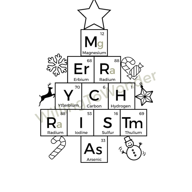 Merry Christmas Periodic Table - Etsy