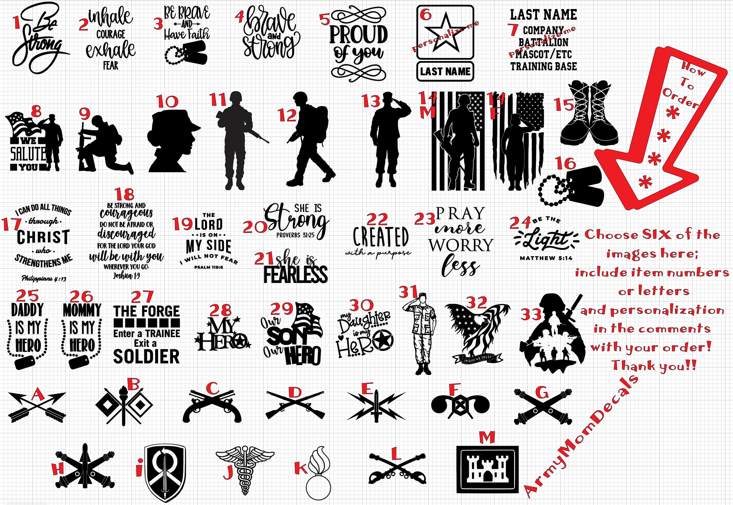 Decorative Accessories 4 Piece Army Forge Decals Stickers Home Décor