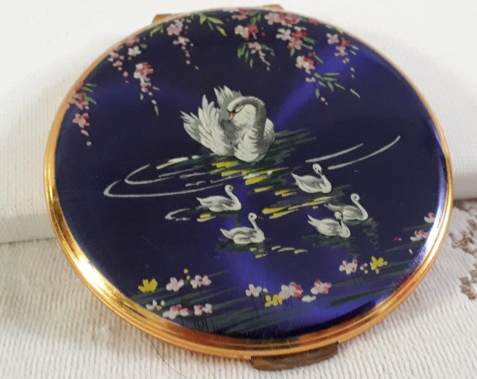 Vintage 60's Kigu Compact - Royal Blue Swan Compact by Kigu England ...