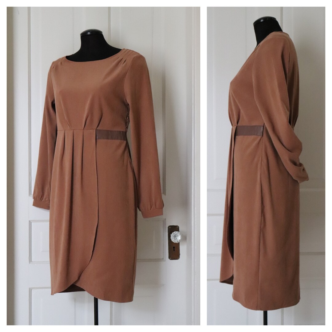 1980's Ultrasuede Dress Faux Wrap Dress & Long Sleeve Office Dress ...