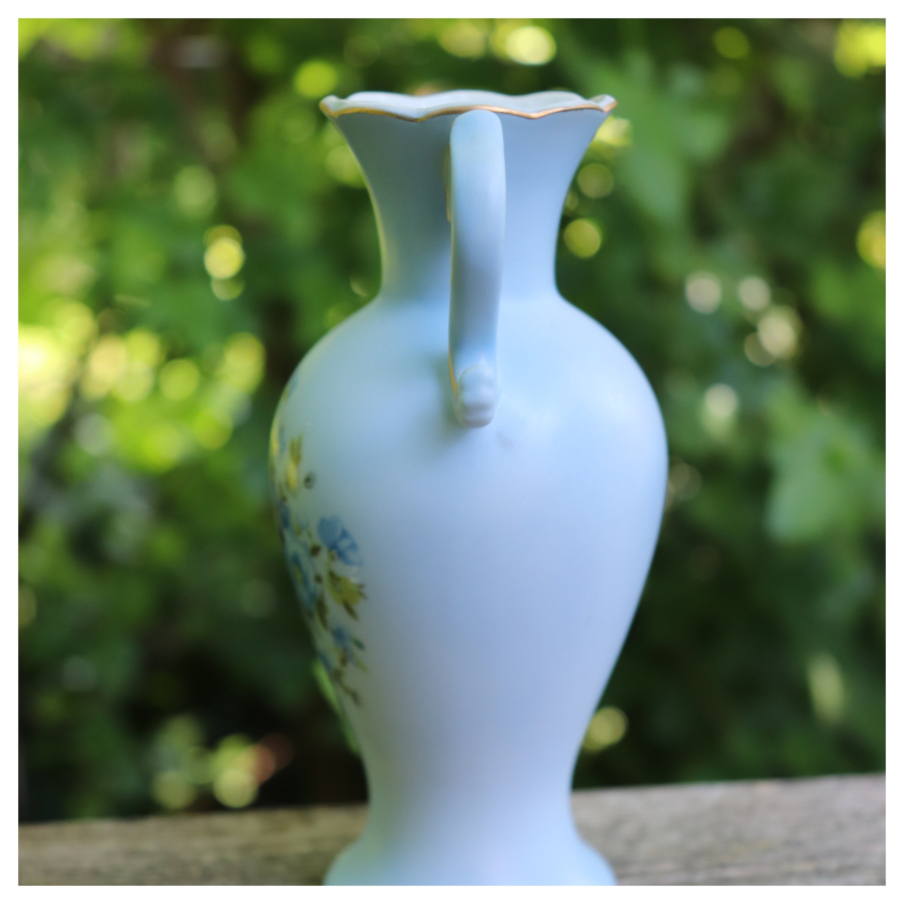 1960's Blue Floral Vase Country Cottage Floral Porcelain - Etsy