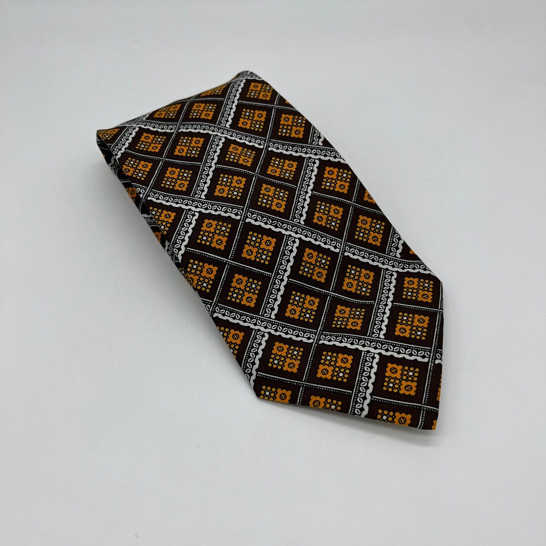 Vintage Mod Floral Tie 1970's Geometric Pattern Tie Pegasus Tie Made in ...