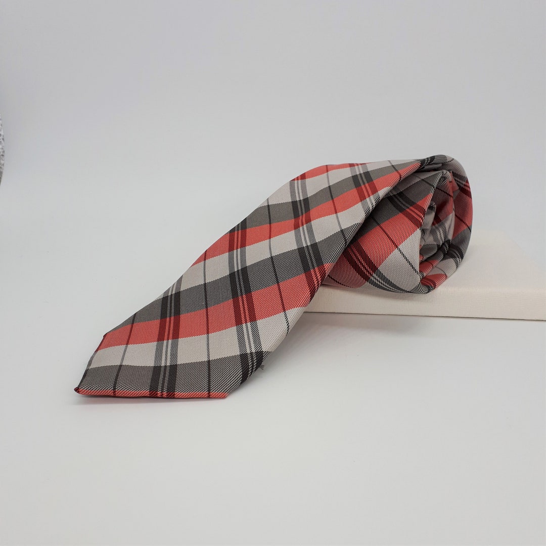 1990's Le Chateau Silk Red N Black Plaid Tie Office Tie Grooms Tie ...