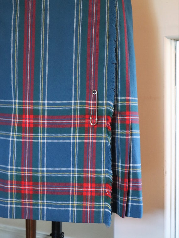 Vintage Wool Blue Plaid Skirt - Royal Blue Pleated W… - Gem