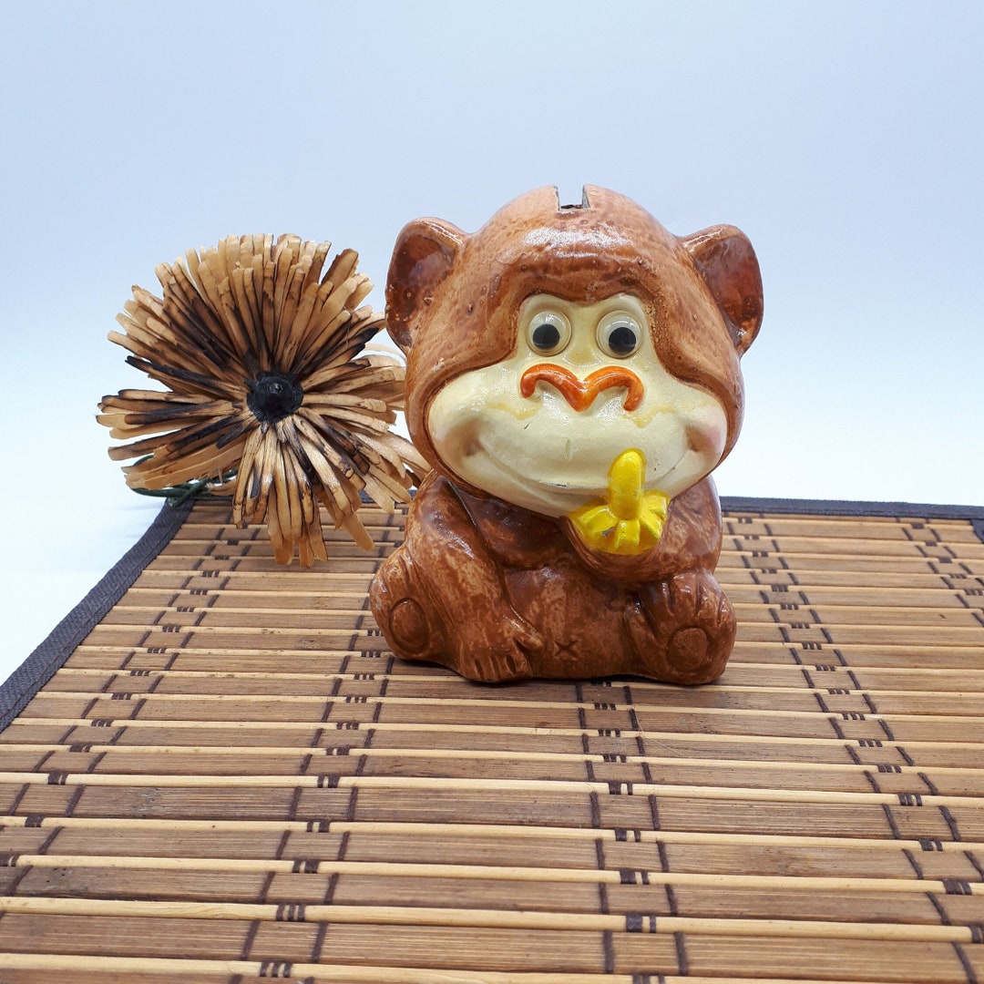 Vintage Monkey Piggy Bank 1970's Childs Ceramic Piggy Bank Retro ...