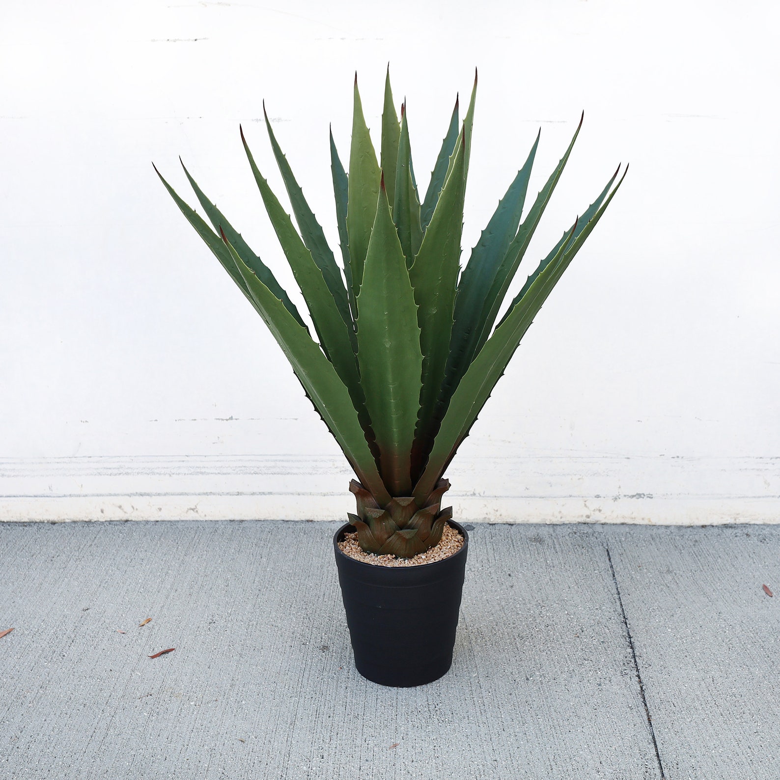 38in. Artificial Agave Succulent Plant in Tiered Black Pot | Faux ...