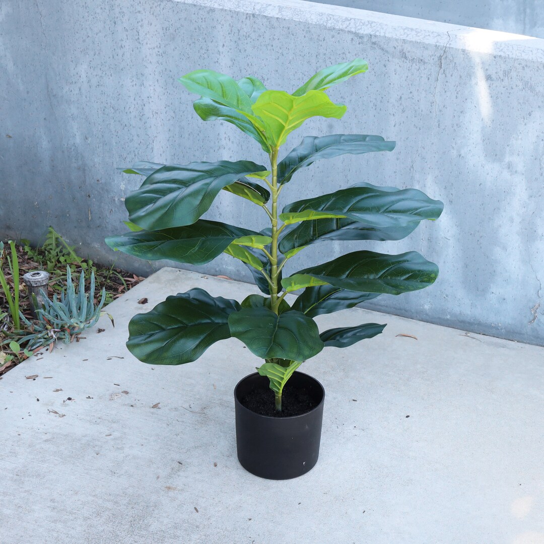 27in Real Touch Artificial Fiddle Leaf Fig Tree in Pot | Small Faux ...