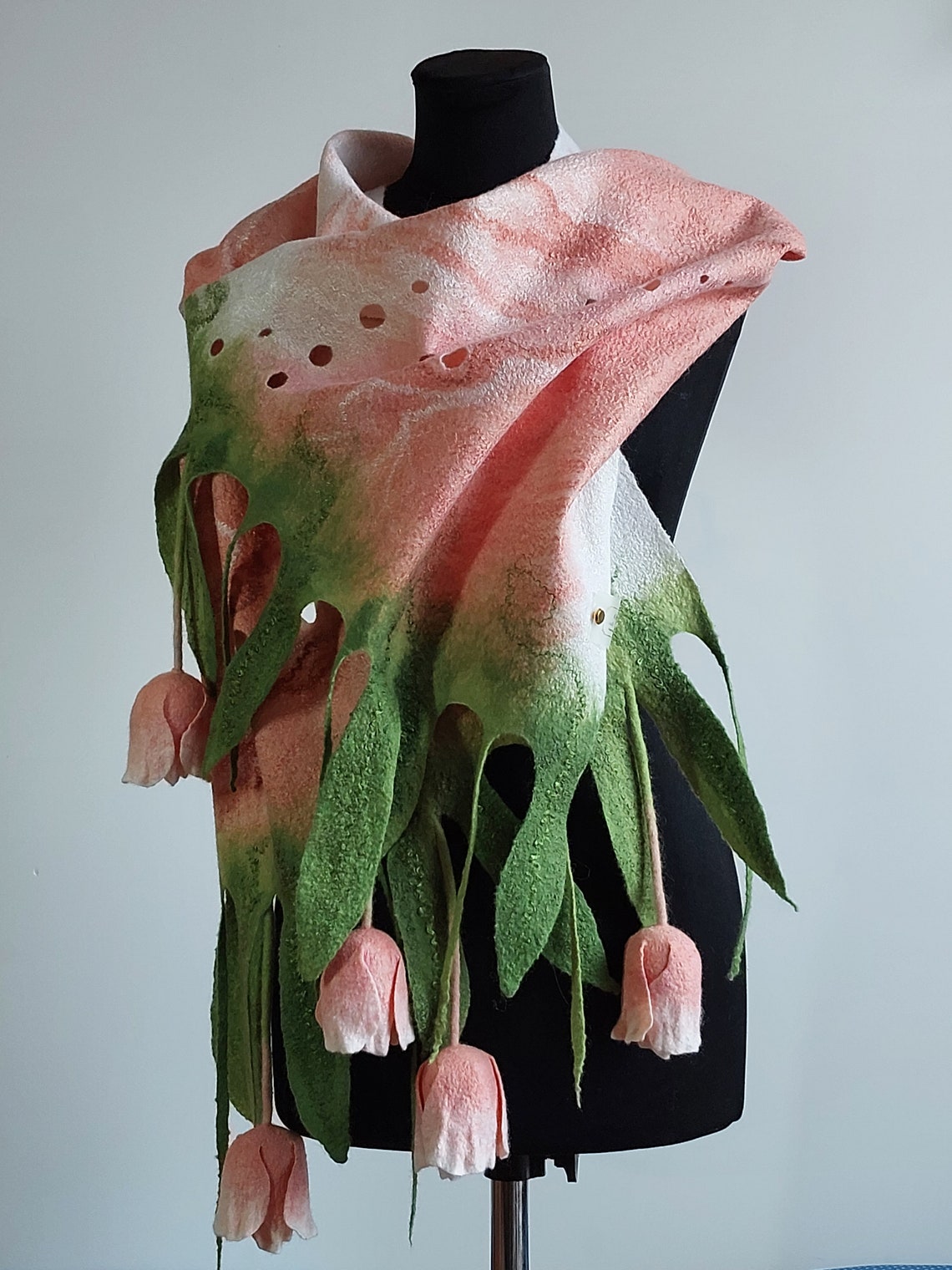 Felt Flower Scarf Tulips, Women Organic Scarf, Eco Friendly Gifts, Felt ...