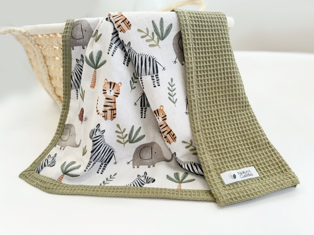 Safari Themed Newborn Blanket, Natural Baby Blanket, Organic Cotton ...
