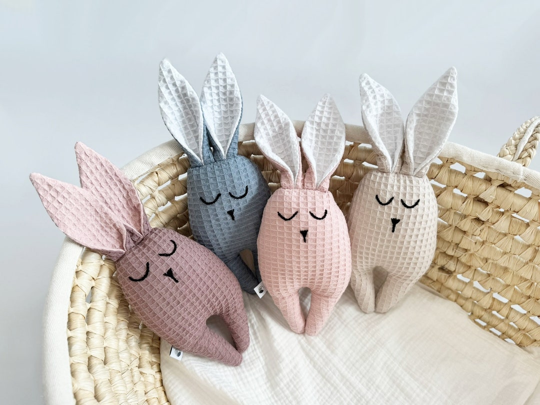 100% Handmade Baby Bunny Toy, Organic Cotton Stuffed Comfort Toy for ...
