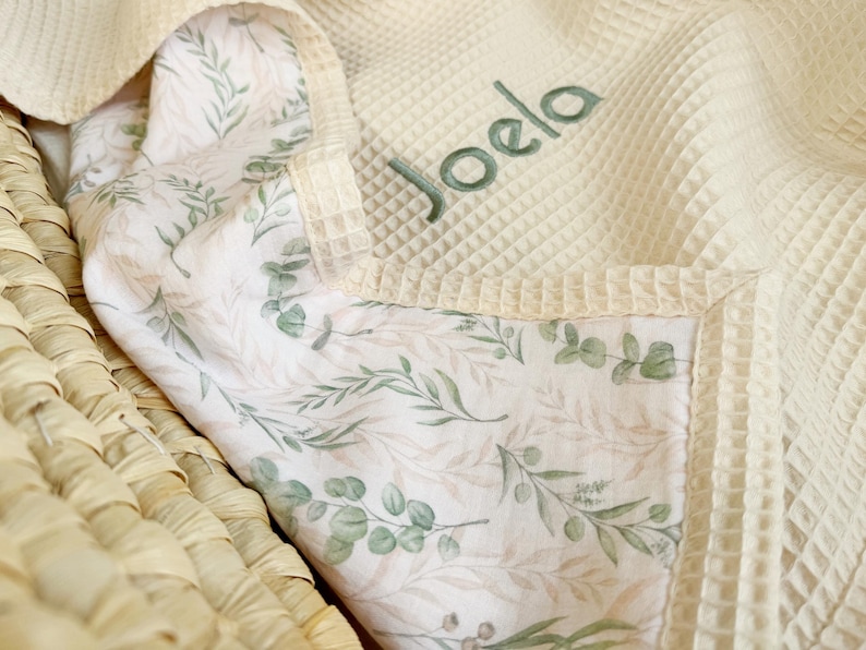 Organic Cotton Baby Blanket – Embroidered Name Blanket – Personalized ...