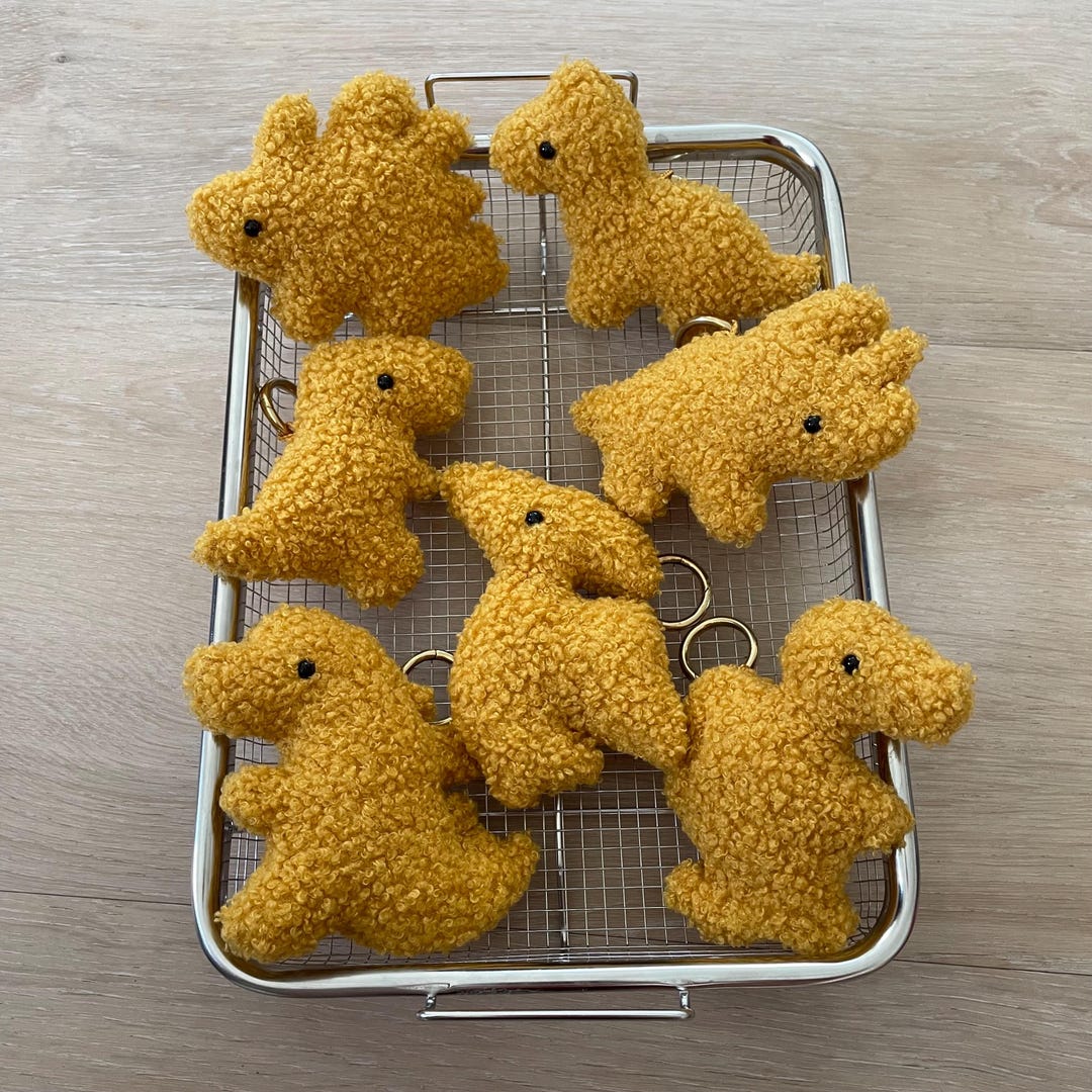 Dino Nuggie and Friends Handmade Plush Keychain - Etsy