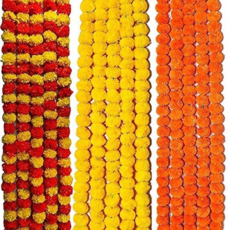 Artificial Marigold Flower Garland Strings for Decoration , Diwali ...