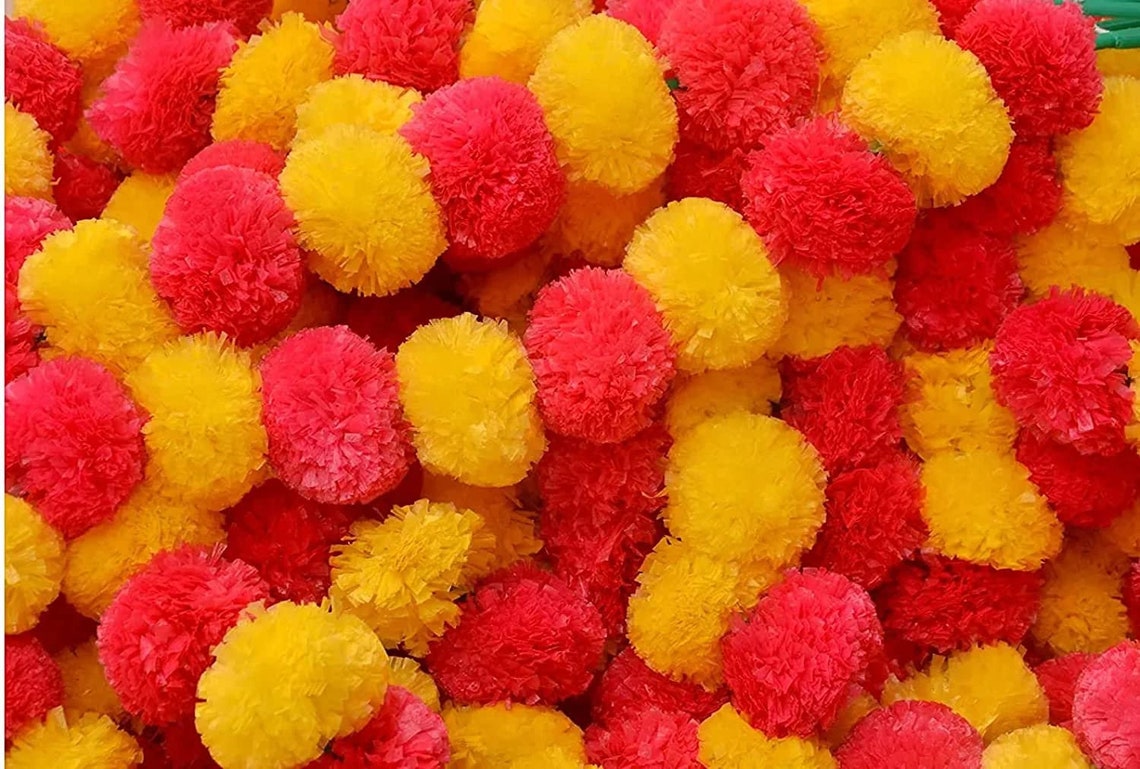 Artificial Marigold Flower Garland Strings for Decoration , Diwali ...