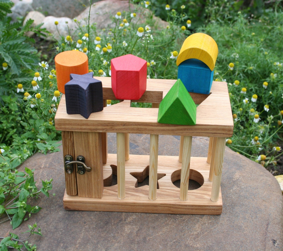 Wooden Montessori shape sorter toys natural Waldorf wooden | Etsy