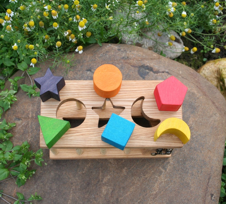 Wooden Montessori Shape Sorter Toys Natural Waldorf Wooden | Etsy