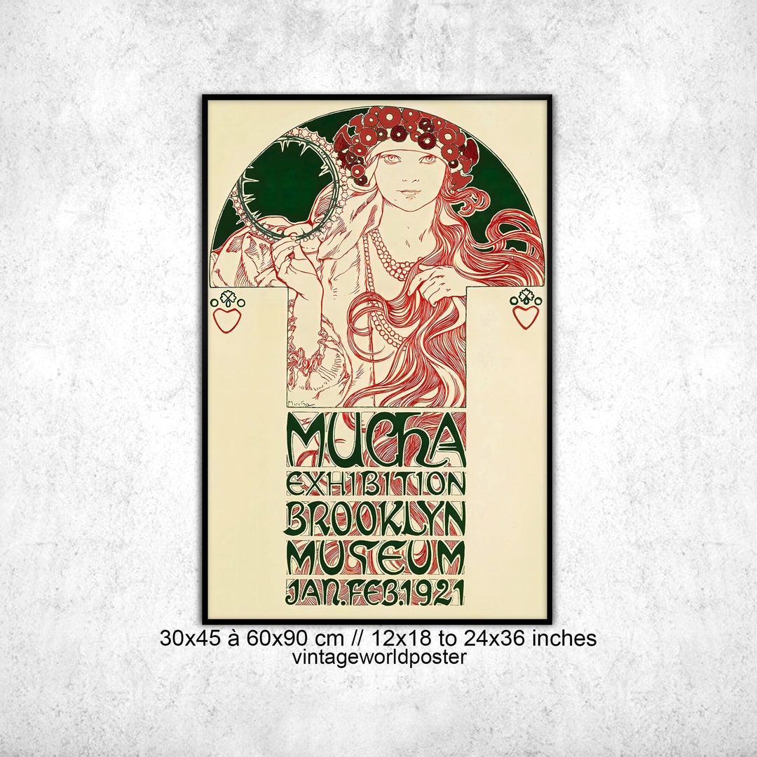 Vintage Mucha Exhibition Poster at the Brooklyn Museum in New York ...
