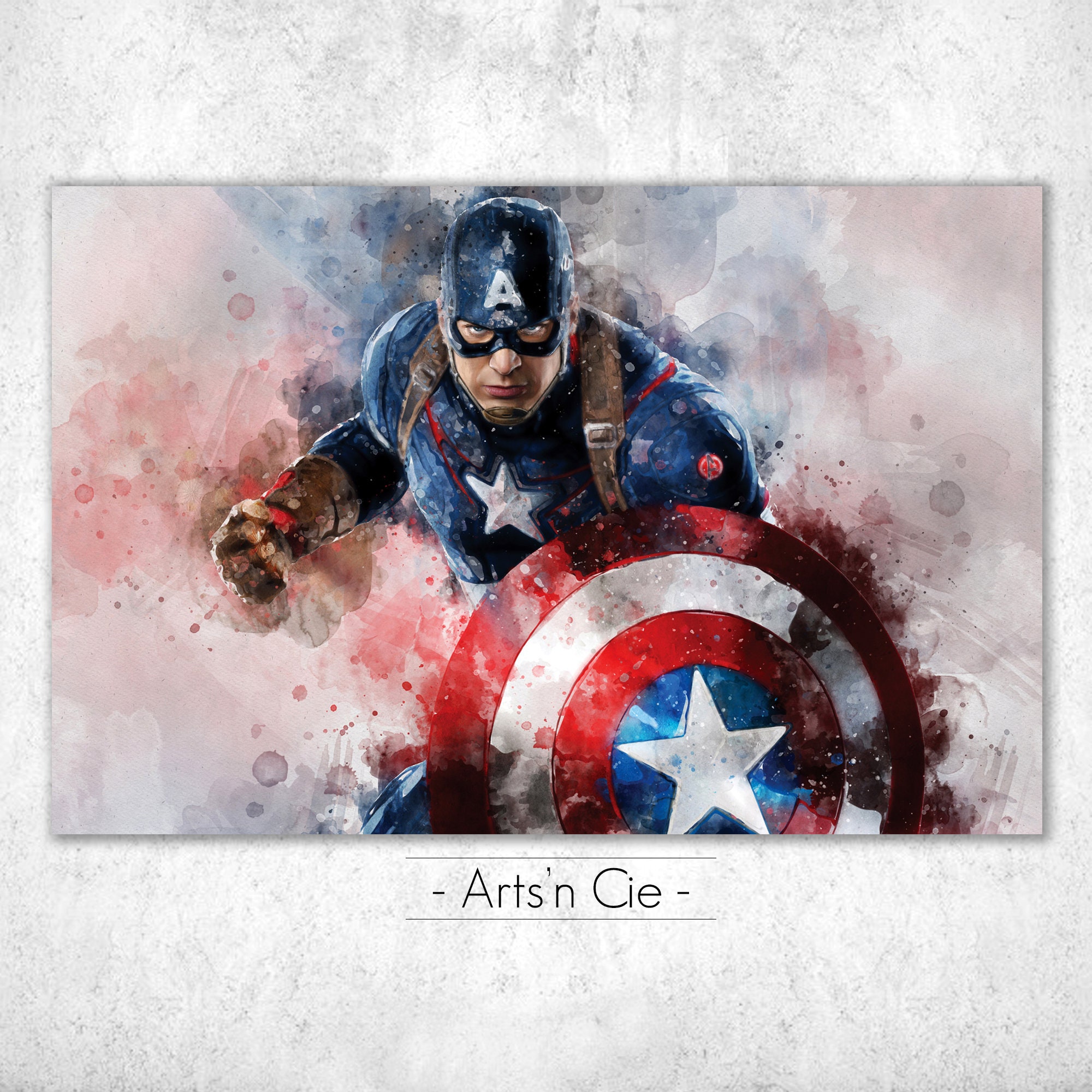 Captain America Poster Art Avengers. Wall Art Marvel Steve - Etsy
