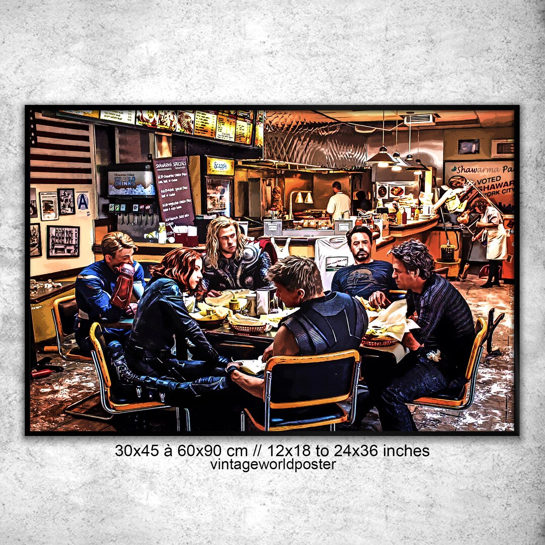 Poster Marvel Avengers Shawarma. Marvel-Wandkunst. Poster Art Iron Man ...