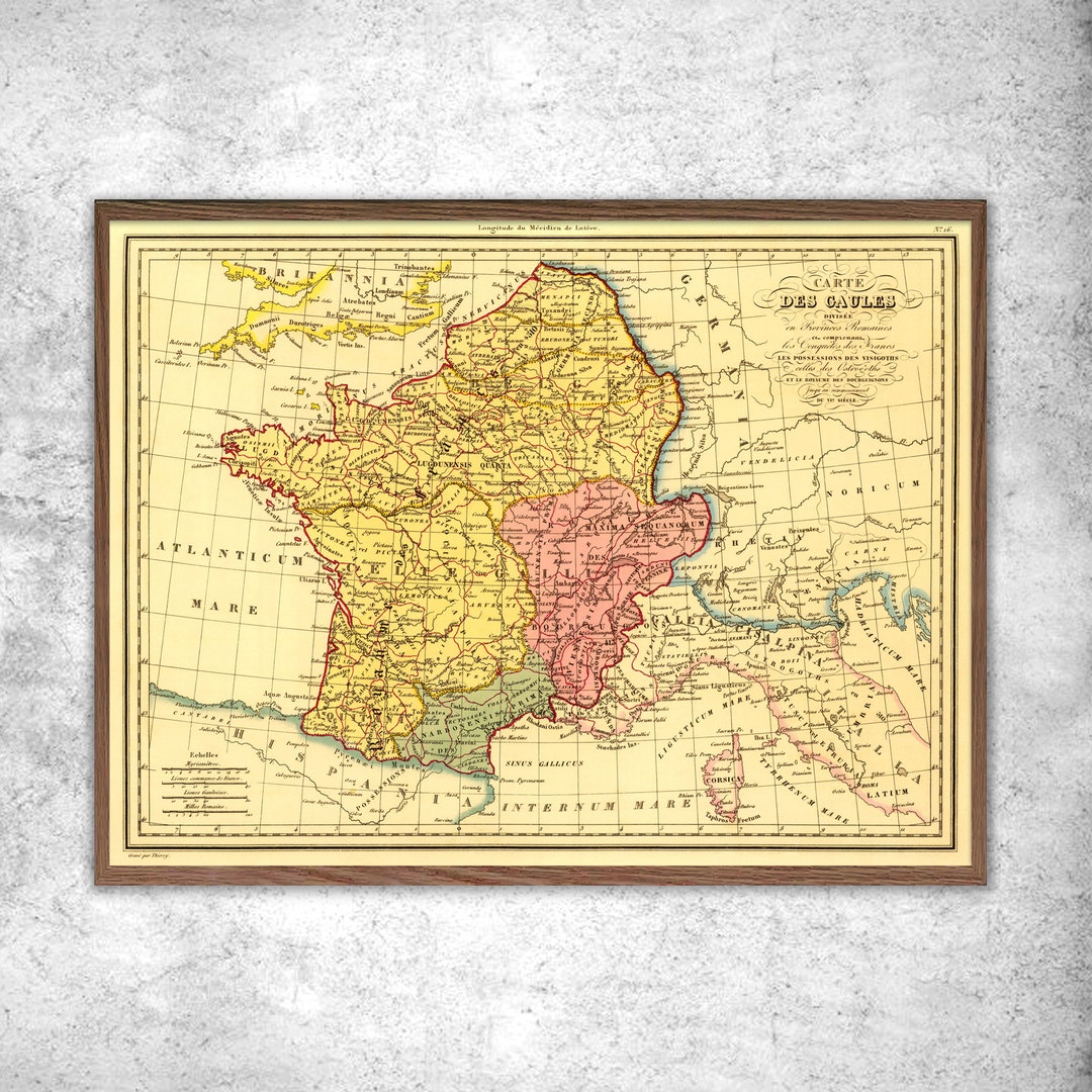 Old Map of Gaul in the 5th Century Published in 1837. Vintage Poster of ...