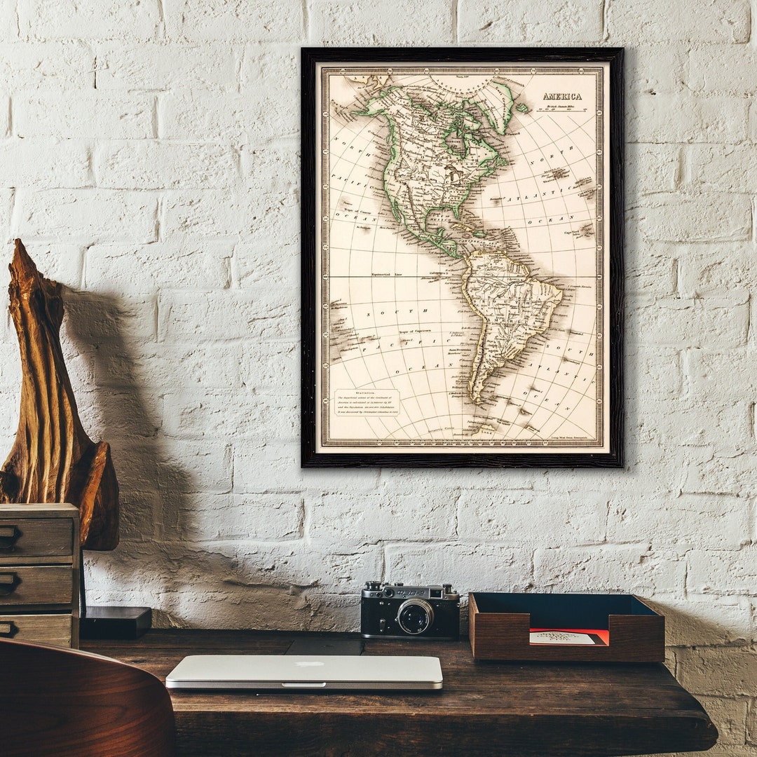Antique Map America by Johnston 1839. Vintage World Poster. Antique ...