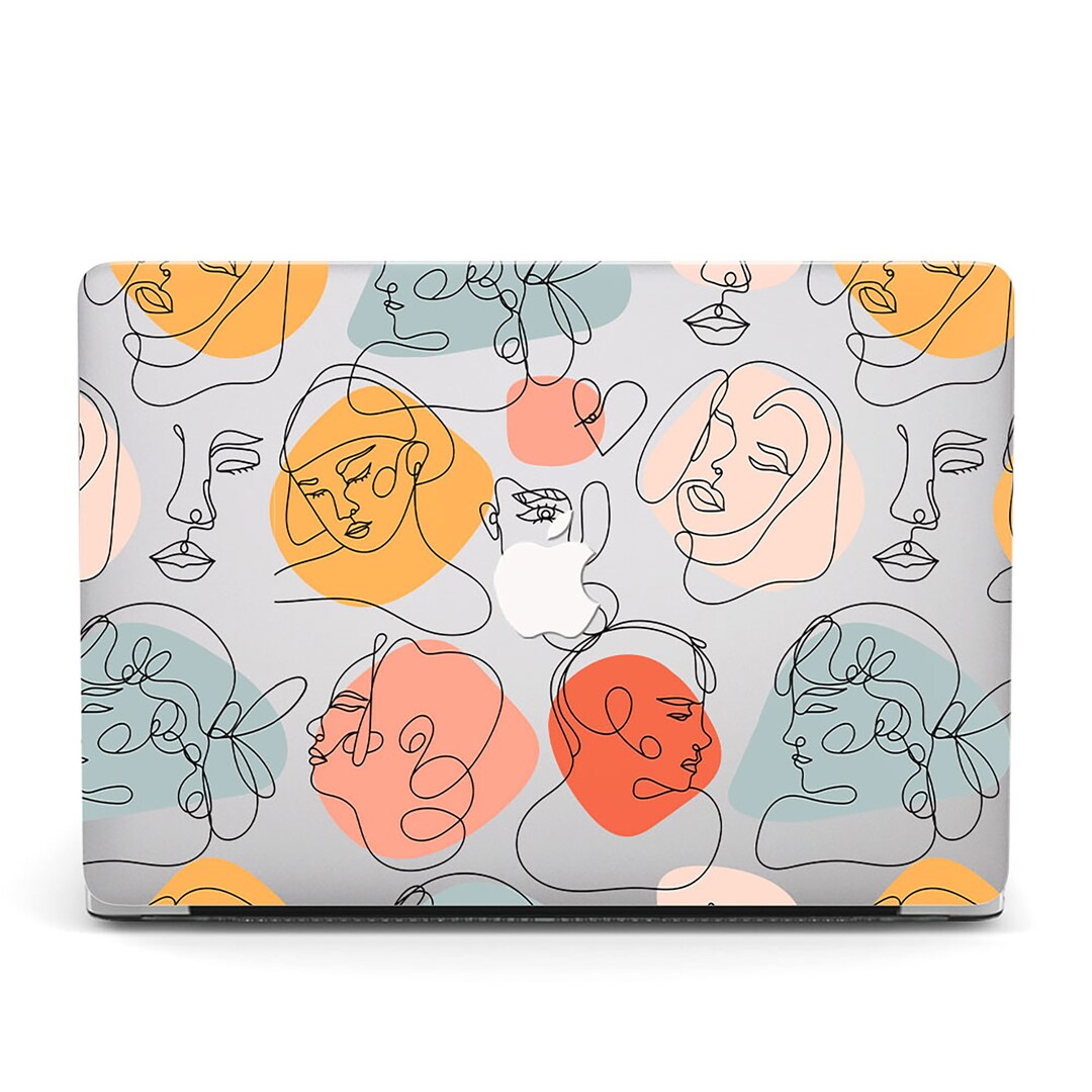 See-through Lady Face Art Painting Hard Laptop Case Aesthetic Abstract ...