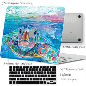 Colorful Sea Turtle Painting Laptop Case Hard Rubberized Animal Ocean ...