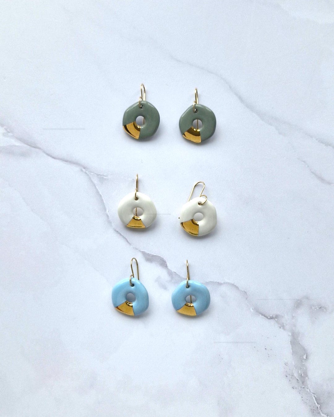 Amy Porcelain Dangles With Neon / Gold Finish - Handmade - Etsy