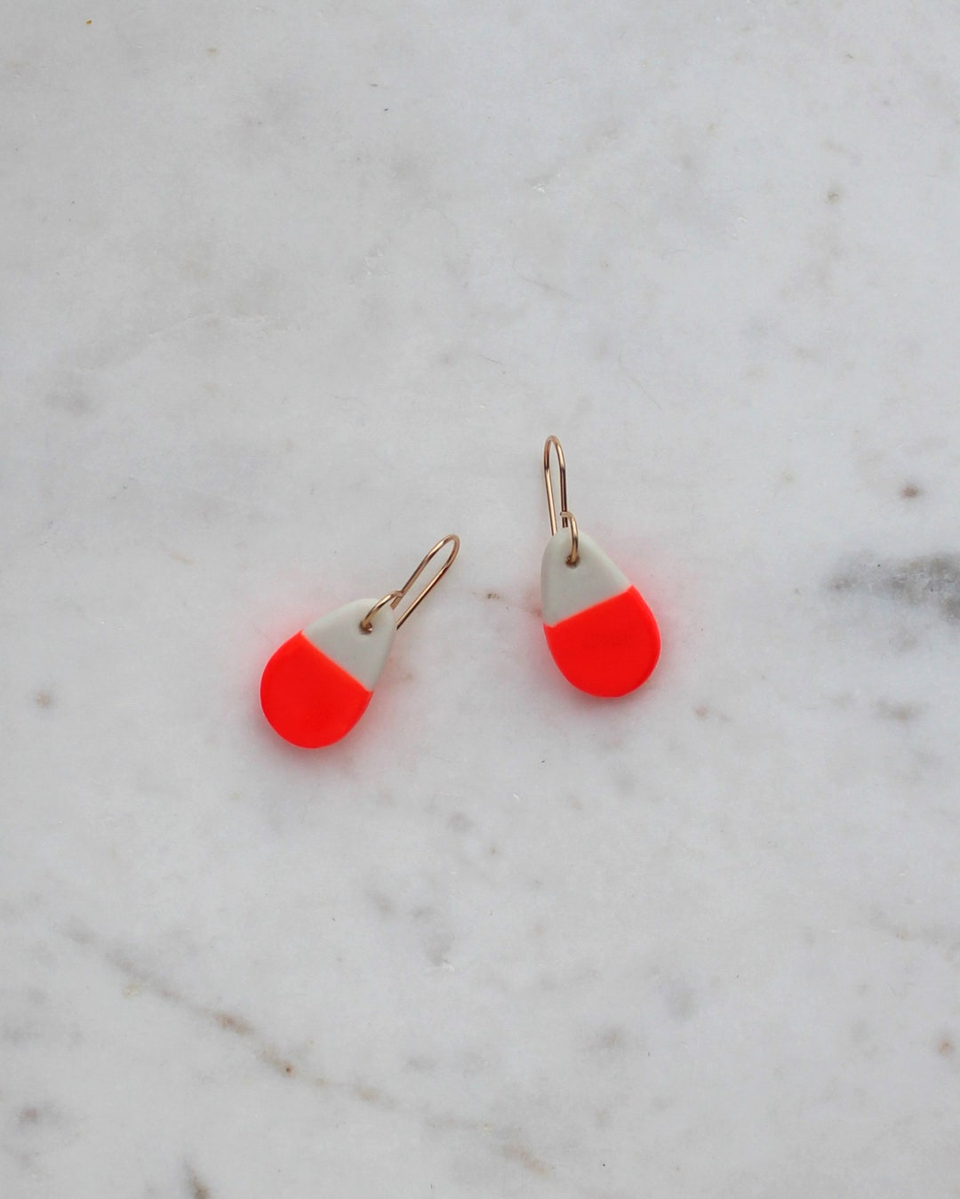 Peekay Neon Mini Teardrop Earrings - Handmade in Porcelain - Etsy