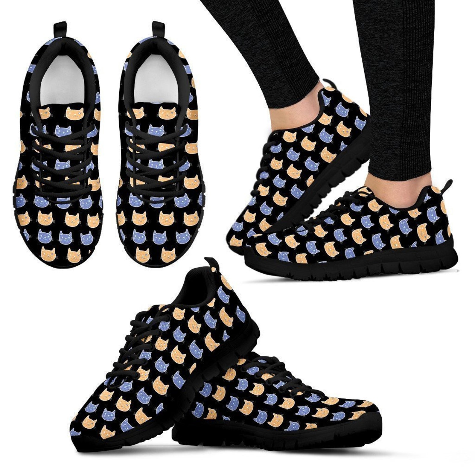 Cats Pattern Women's Sneakers,cat Lovers Footwear, Cat Lady Shoes, Vet ...