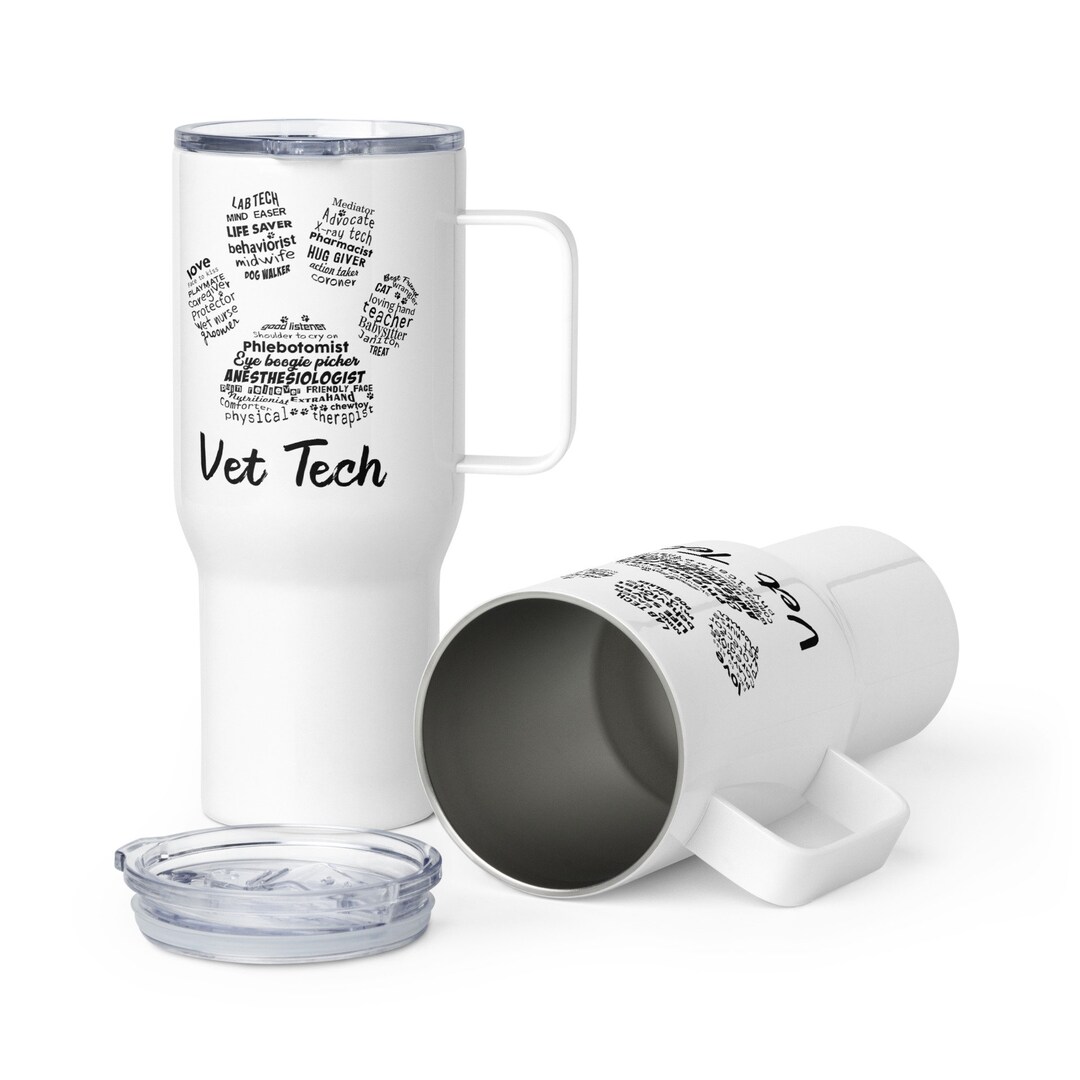 Vet Tech - Paw Print 25oz Travel Coffee Mug Vet Tech Gift, Christmas ...