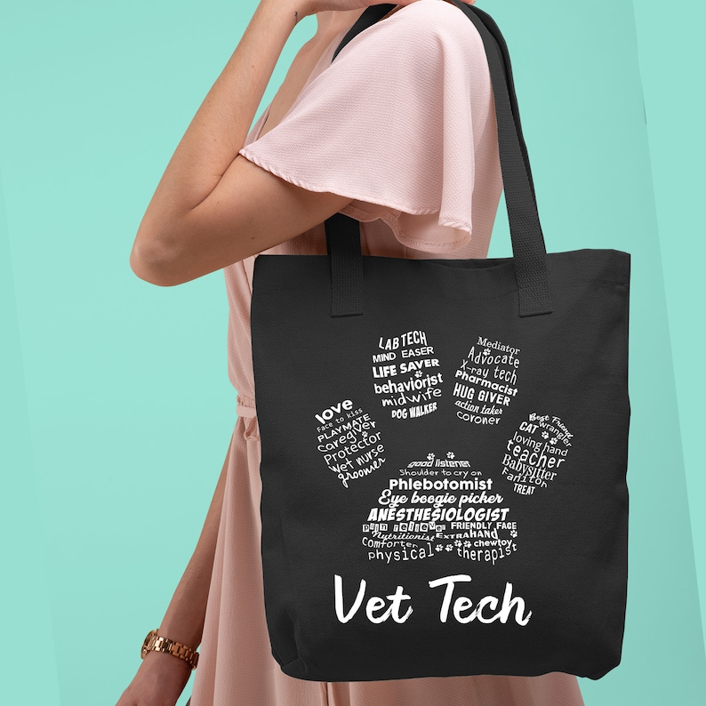 Vet Tech Tote Bag, Vet Tech Gifts, Paw Print Tote Bag, Vet Tech ...