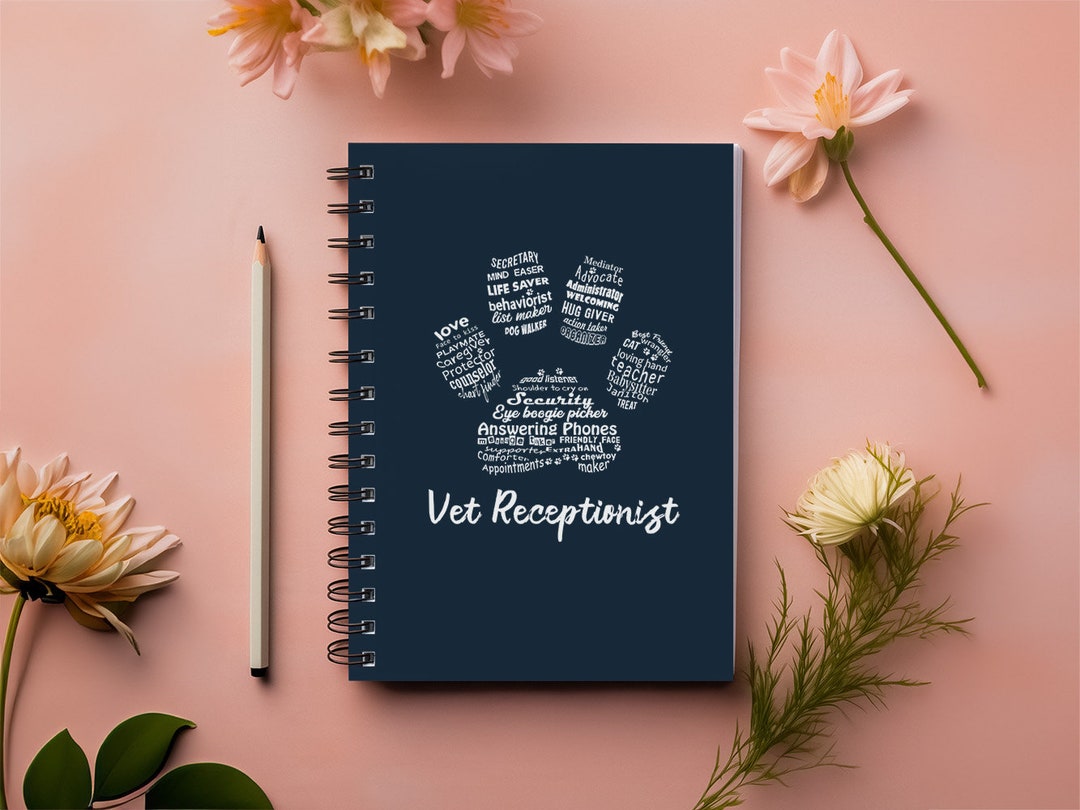 Vet Receptionist Notebook, Vet Reception Gift, Personalized Pawprint Journal, Vet Receptionist ...