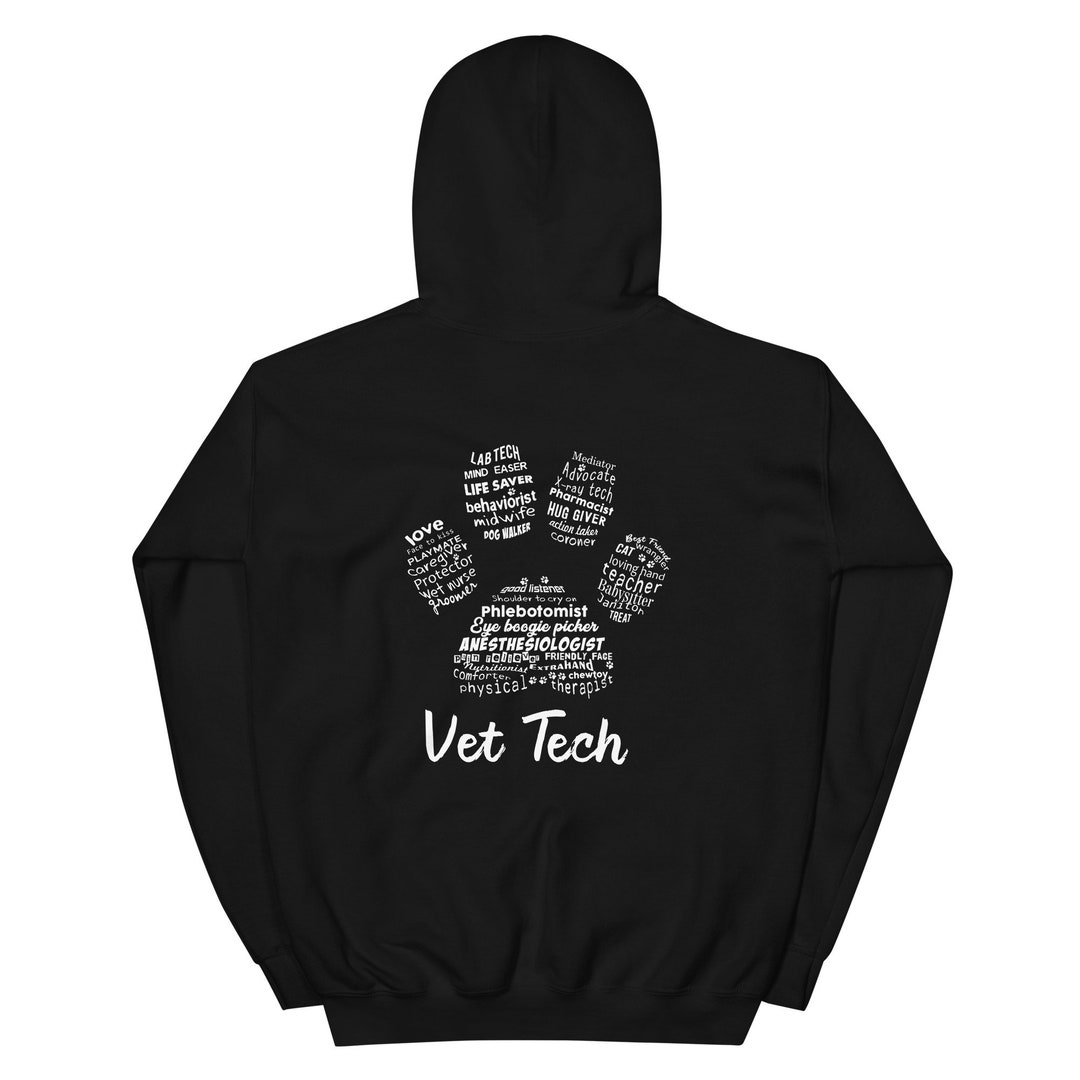 Personalize With Your Name Vet Tech Pawprint Unisex Hoodie, Custom Name ...