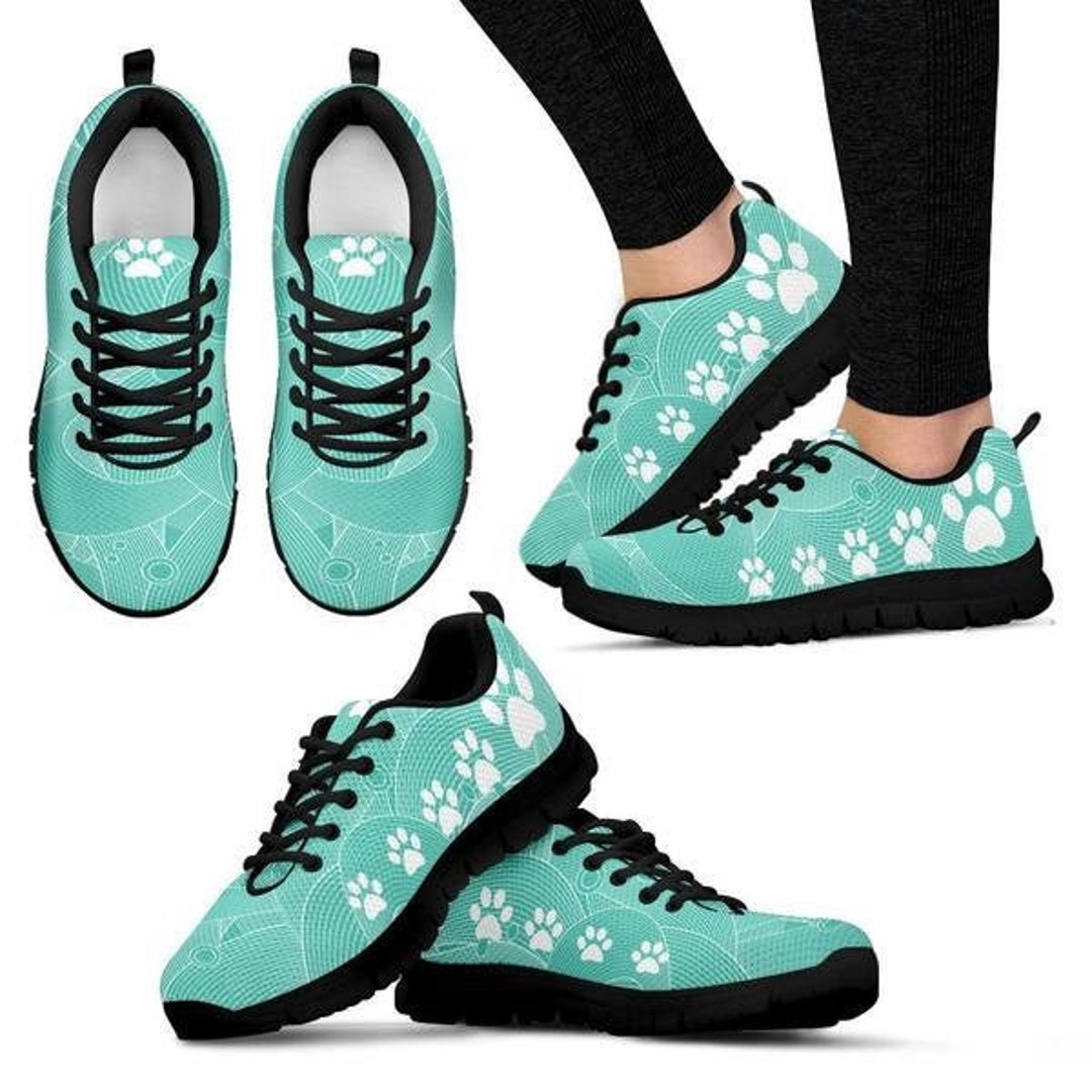 Menthol Pawprints Waves - Women's Veterinary Sneakers, Animal Lovers ...