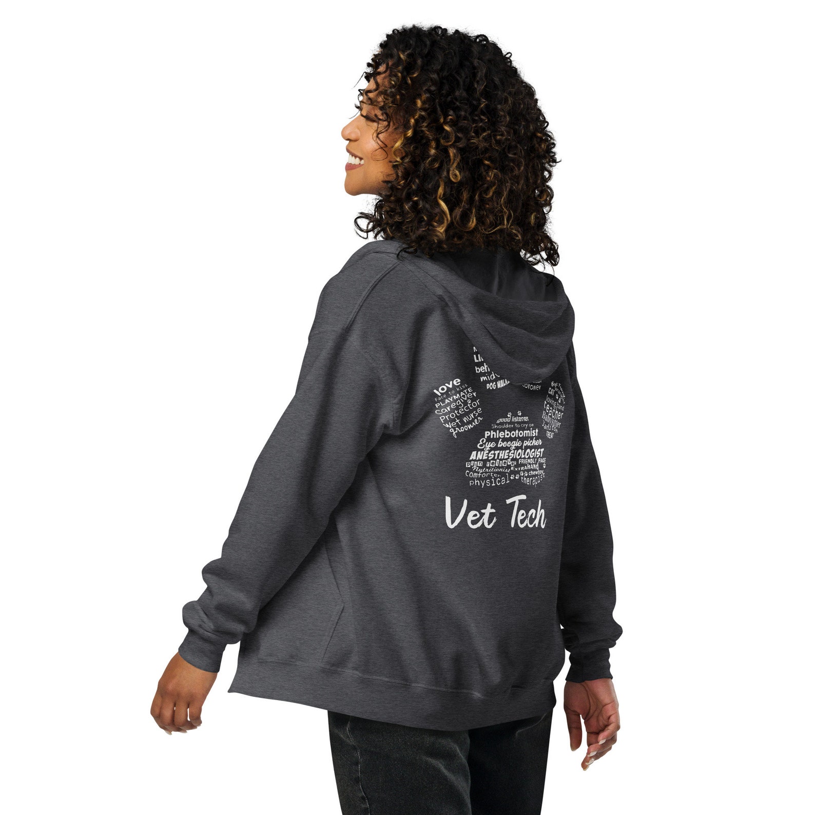 Vet Tech Paw Print Unisex Zip Hoodie, Perfect Gift for Vet Tech, Vet ...