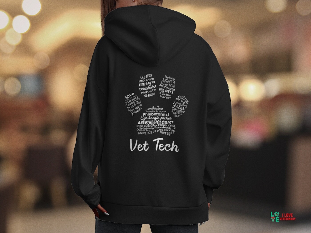 Vet Tech Paw Print Unisex Zip Hoodie, Perfect Gift for Vet Tech, Vet ...
