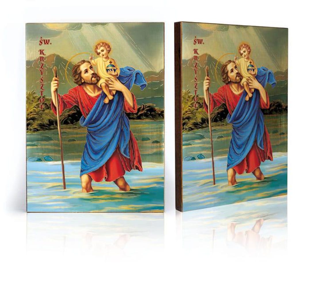 Icon of Saint Christopher, Saint Christopher Carries the Jesus Child ...