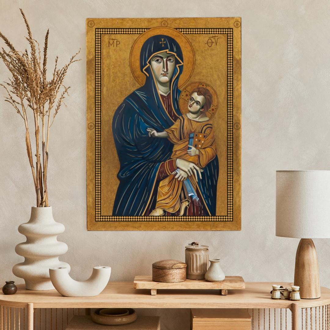 OUR LADY of the SNOW Icon, Handmade Catholic Wall Decor, Religious ...