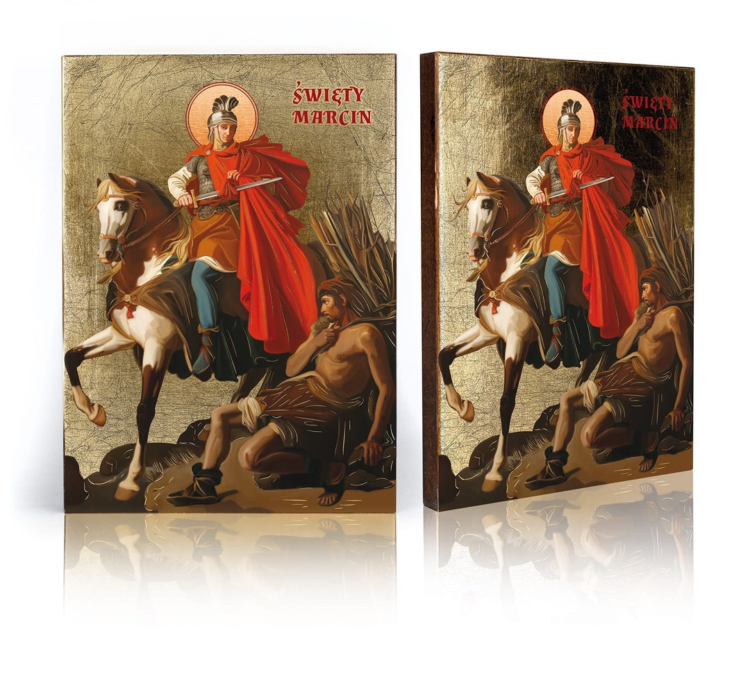 Saint Martin Handmade Icon: Religious Art on Natural Wood - Etsy