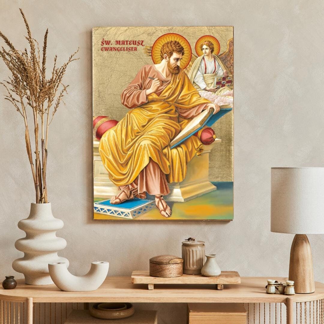 SAINT MATTHEW the APOSTOLE Icon: Handmade Wooden Catholic Wall Decor ...