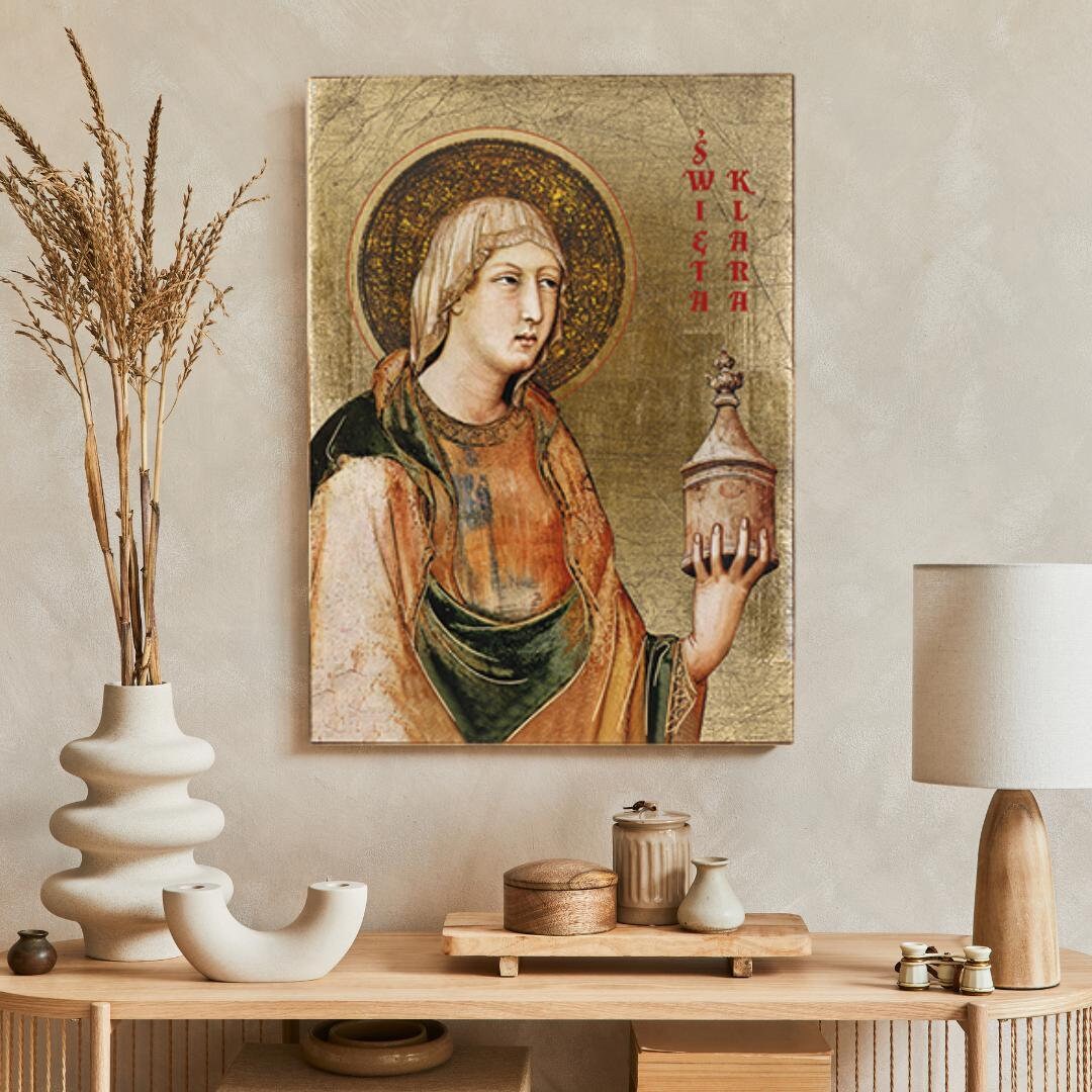Handmade Saint Clare Icon, Clare of Assisi, Wooden Catholic Wall Decor ...