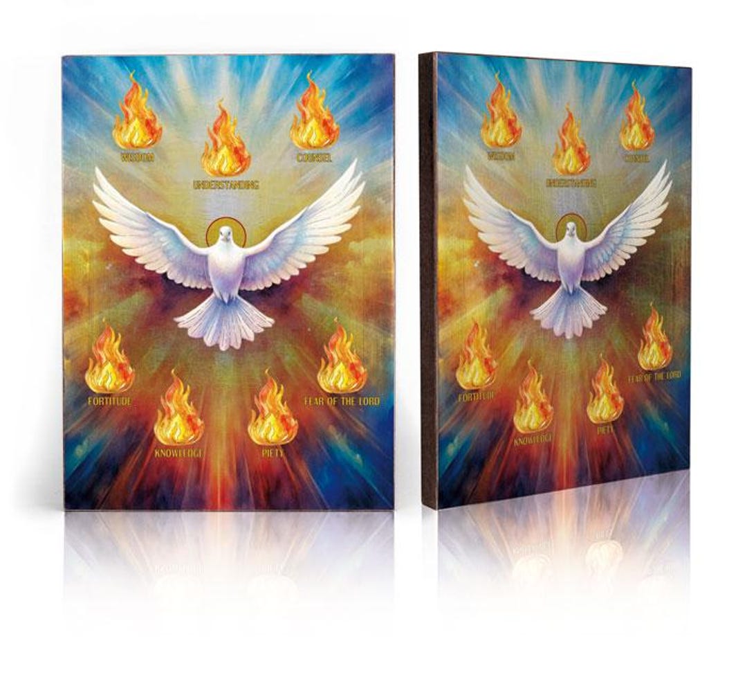 Handmade HOLY SPIRIT Icon: Catholic Confirmation Gift, Wooden Wall ...