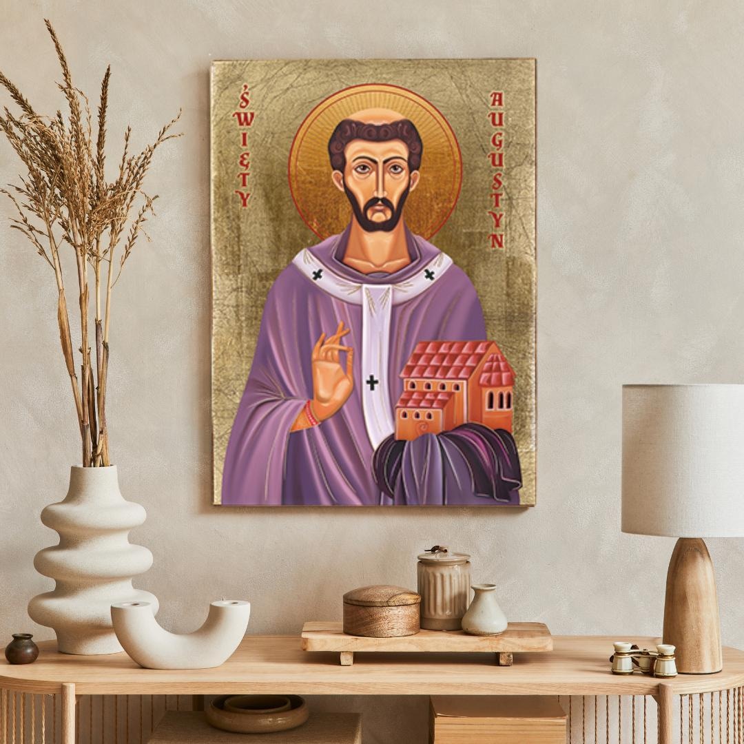 SAINT AUGUSTINE of CANTERBURY Icon: Handmade Wooden Catholic Wall Decor ...