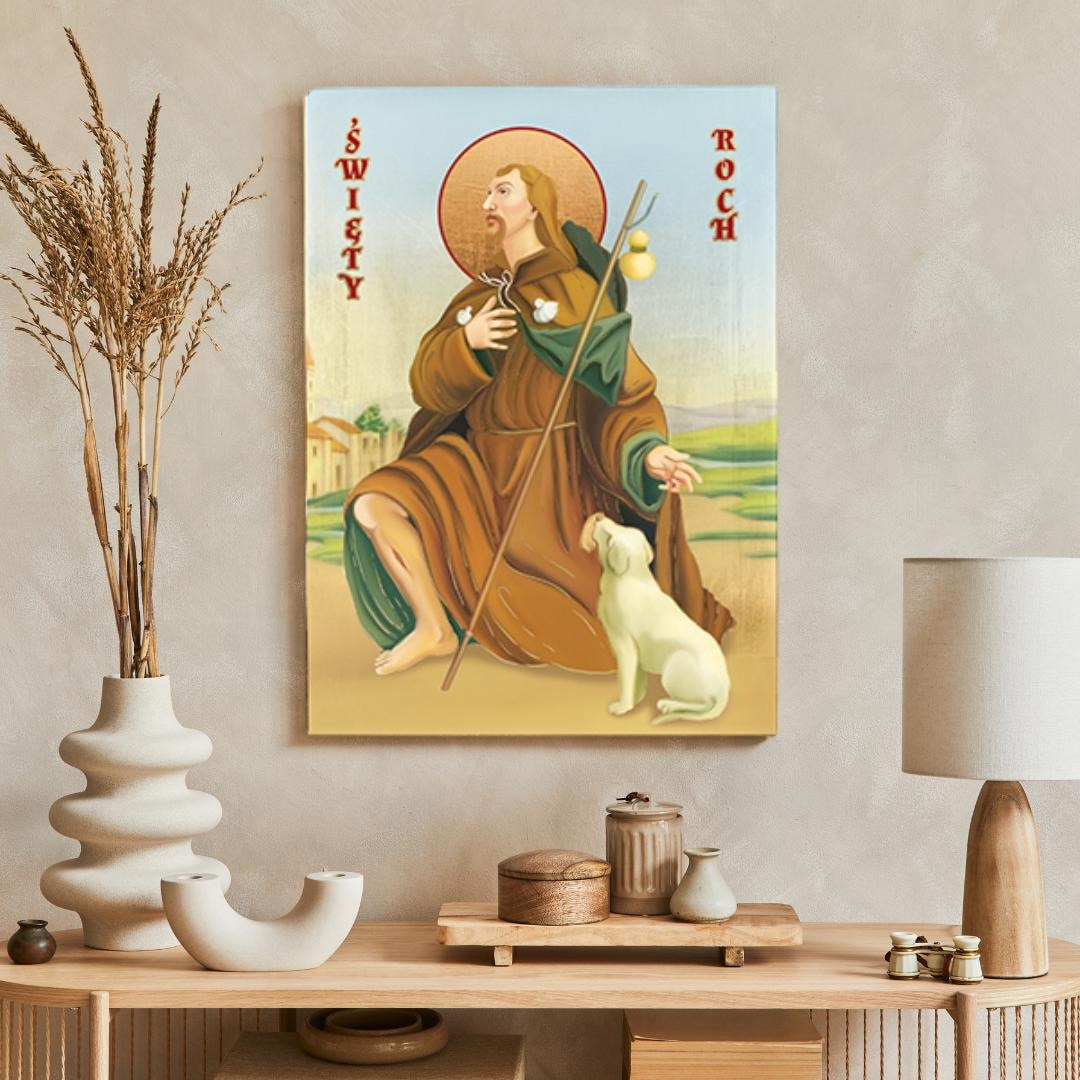 Icon of Saint Roch, Saint Rock, Handmade Icon, Wooden Icon, Golden ...