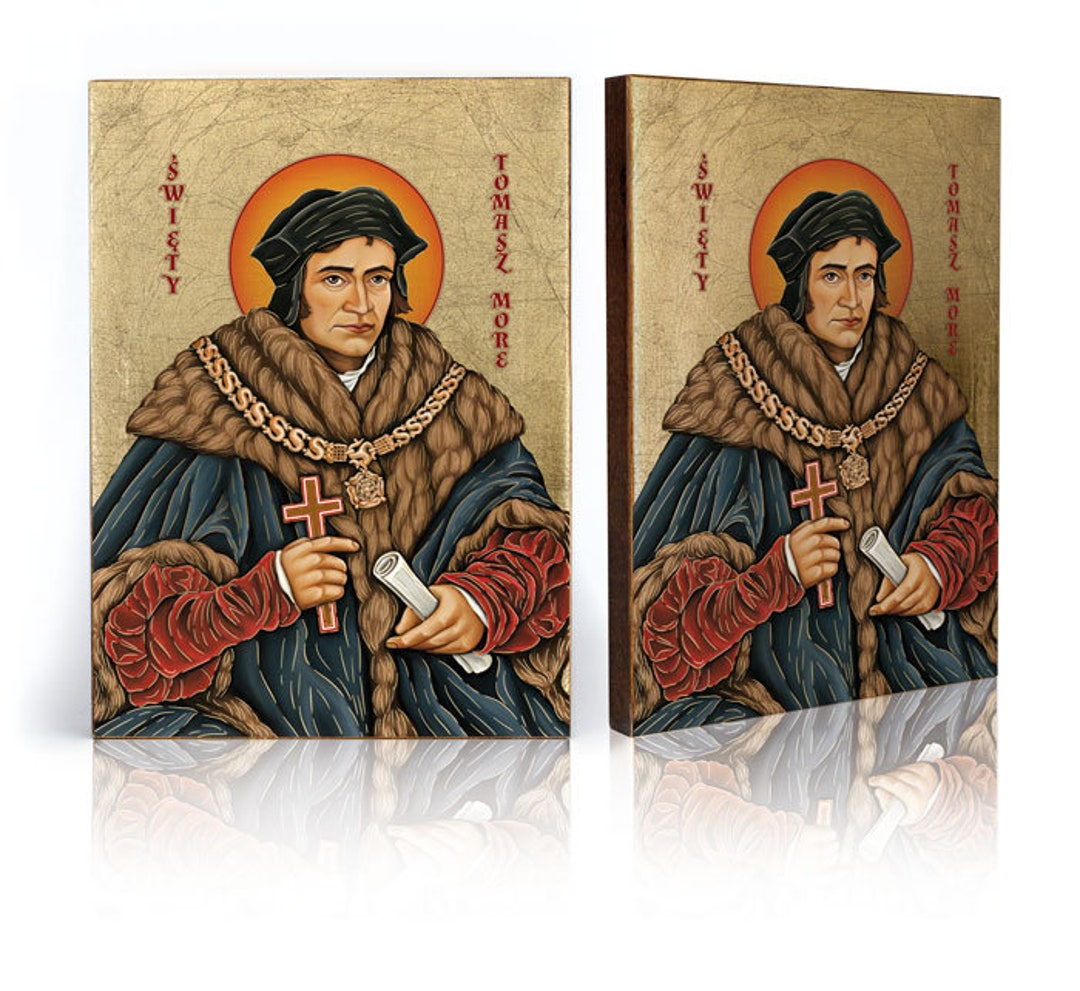 Icon of Saint Thomas More, Handmade Icon, Wooden Icon, Natural Board ...
