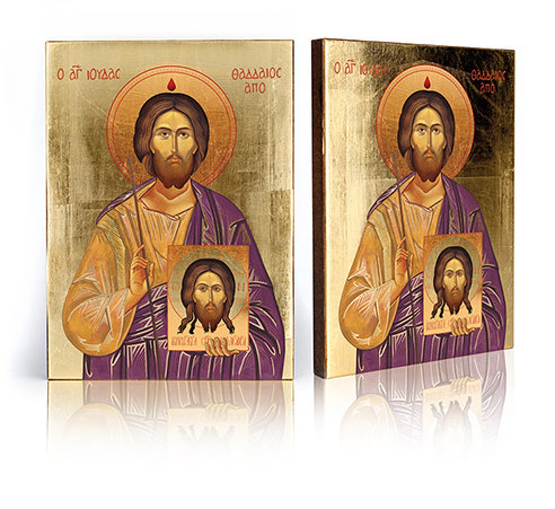 Handmade St. Jude Icon: Wooden Religious Gift, Religious Art, Golden ...