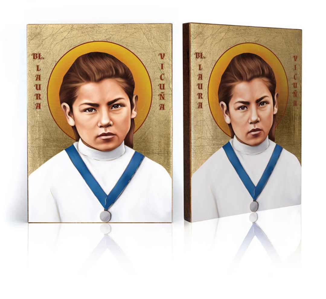 Handmade Icon of Blessed Laura Vicuña: Catholic Wall Decor, Golden ...